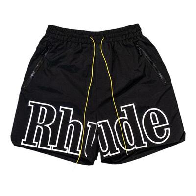 RHUDE高街字母反光抽绳速干短裤