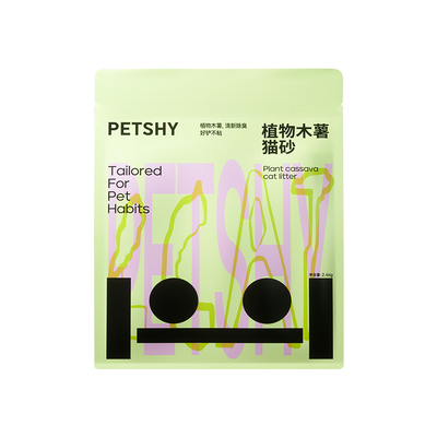 PETSHY百宠千爱 木薯猫砂植物强吸水结团不粘底低尘除臭猫砂2.4KG