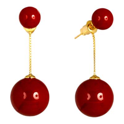 红豆相思百搭风温柔珠珠长款耳坠