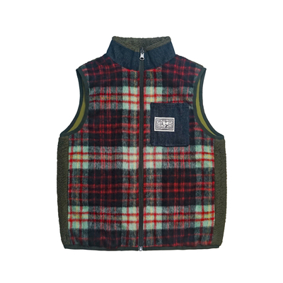 ARF原创 25秋冬新款男女童韩版日系保暖毛呢拼接摇粒绒双面穿马甲