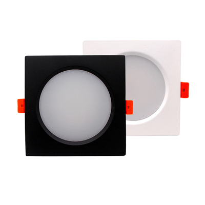 黑色正方形筒灯嵌入式方孔白色