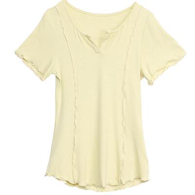 豆蔻依缘现代舞练功服V领修身显瘦短袖上衣古典舞舞蹈服日常可穿