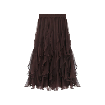 萧娘【风吟】秋季桑蚕丝半身裙新中式女士纯色半裙A0308