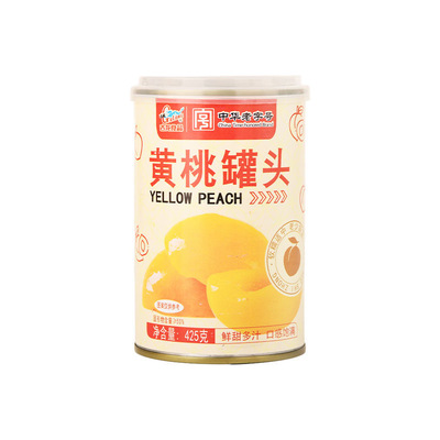 古龙食品黄桃罐头425g/罐装素食水果罐头户外食品方便即食