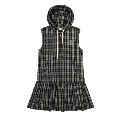 GOODBAI athletic学院logo印花无袖连帽拼接套头连衣裙