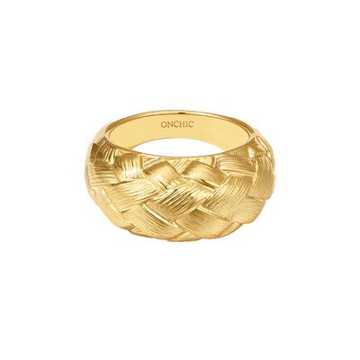 Onchic编织格纹戒指极简风
