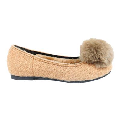 秋冬冰激凌色毛绒芭蕾鞋毛球单鞋