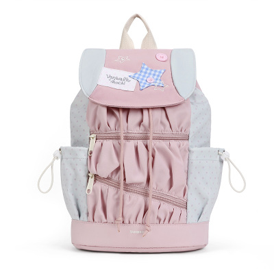 VANWALK/出走翻盖波点条纹双肩包