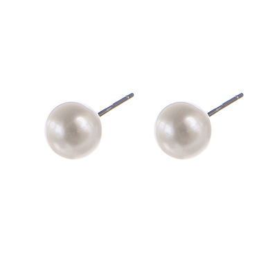 S925纯银正圆淡水无核珍珠耳环