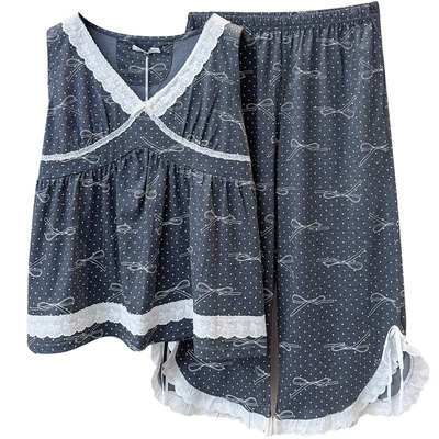 夏季小熊家背心七分裤睡衣套装女