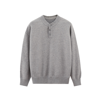 亨利领长袖秋冬季老钱风灰色高级