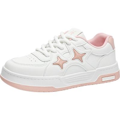 大东休闲风中跟平底小白鞋