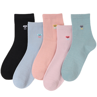 新疆棉袜子女秋冬中筒棉袜简约纯色糖果色棉质加厚保暖不臭脚女士