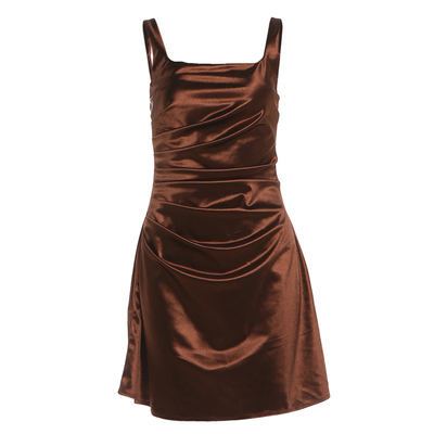 珍珠莹润收腰性感方口领连衣裙女