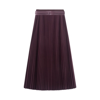 艾诺丝2025冬季高腰百褶裙半身裙