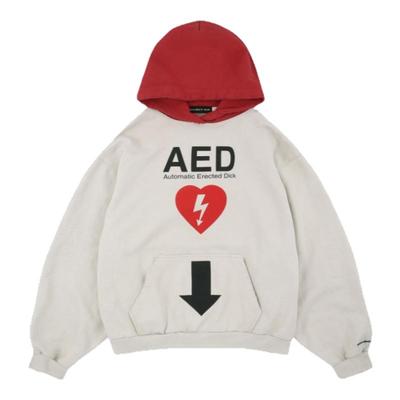 ProjectGR做旧拼色AED印花帽衫