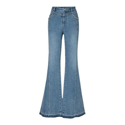 【商场同款】HPLY荷比俪春秋新款女高腰微喇叭拼接休闲长裤