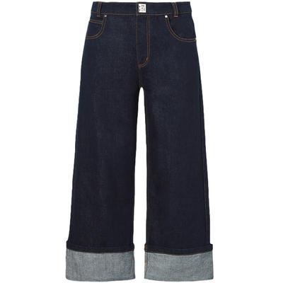 CALVINLUO 蓝色翻边直筒牛仔八分裤 经典系列 012 孙千明星同款