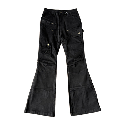 黑色高街微喇显瘦牛仔裤男冬季