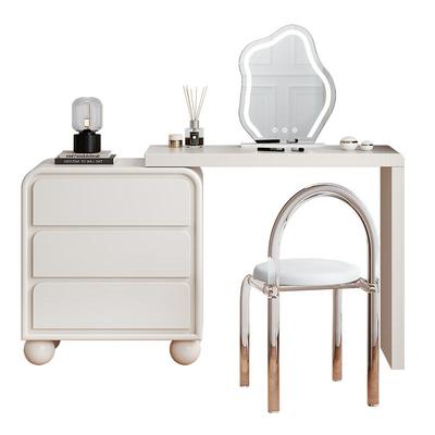 喜木思奶油风实木梳妆台斗柜一体