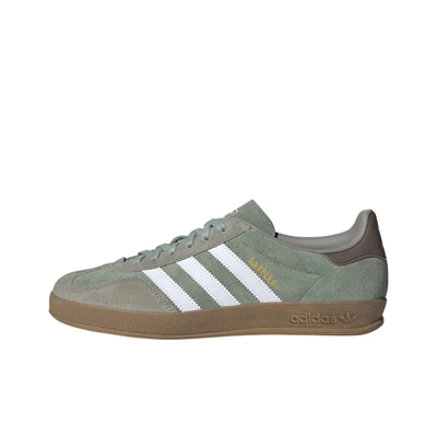 adidas originals GAZELLE INDOOR皮革低帮板鞋男款绿灰色JI3526