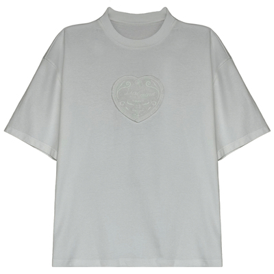 DUPU杜朴 爱心贴布绣短袖T恤 小众设计宽松圆领夏季百搭上衣