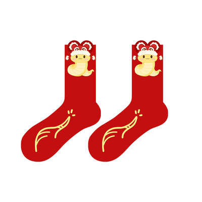 happylemon本命年大红袜新年红袜子礼盒5双装