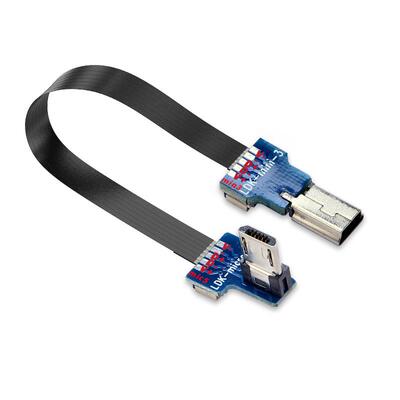 mini USB转micro usb弯头数据充电线电源线供电线T型口mini5P支持OTG对拷手机连相机航拍软排线充电宝链接线