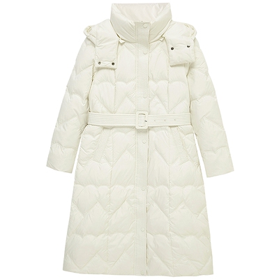 布景羽绒服女中长款冬季新品简约防风立领宽松白鸭绒保暖外套5605