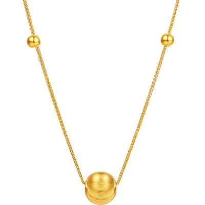 周六福黄18K金项链女金珠链坠金Au750多彩时尚跨年礼物送女友