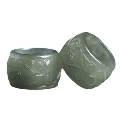 天然和田玉跑环指环晴水碧玉配饰