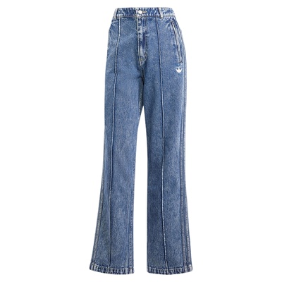 Adidas阿迪达斯三叶草牛仔裤女秋季街头复古直筒运动长裤IW5758