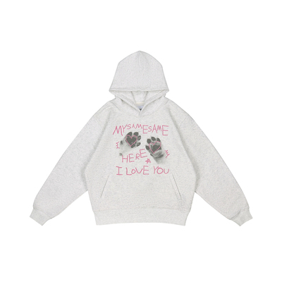 MYSAMESAME猫爪卫衣男加绒加厚男士长袖t恤2025新款连帽打底衫