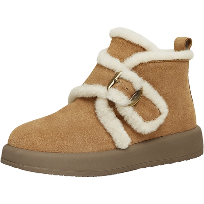 天美意复古加绒保暖雪地靴厚底棉鞋女休闲短靴2025冬新款BK423DD5