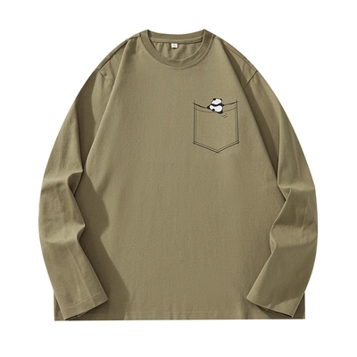 纯棉长袖t恤宽松上衣印花打底衫