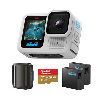 GoPro13极域白运动相机/128G内存卡/双电池/长续航电影镜头套装
