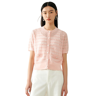 MOFAN摩凡秋新款芭蕾粉毛针织衫