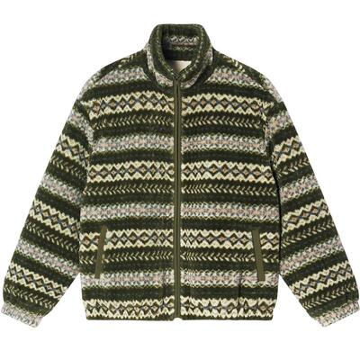 ToyzY绿色费尔岛仿羊羔绒立领外套女宽松2025冬季新款ZC35510180