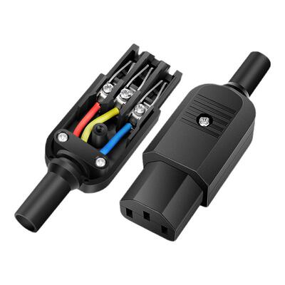 奎神电力 螺丝接线柱三插品字电源插头10A15A250V UL认证公母头AC