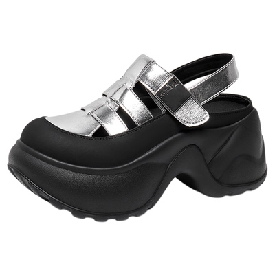 LeeCooper厚底凉鞋女款2025新款夏季镂空小个子7cm增高休闲沙滩鞋