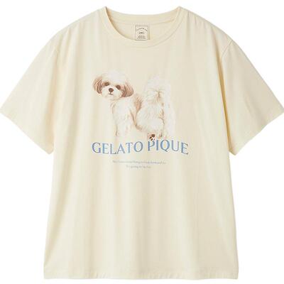 gelato pique26早秋新品女睡衣散步小狗短袖T恤居家PWCT264302
