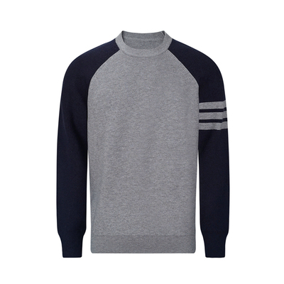 套头针织衫圆领拼色毛衣时尚复古