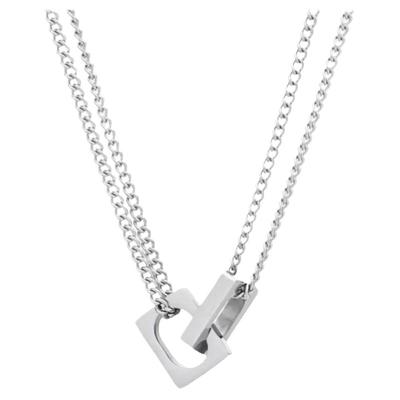 檀健次同款极简双层方环项链