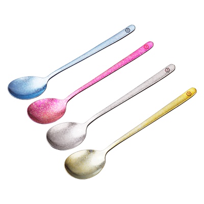 韩式纯钛长柄加深汤勺筷套装