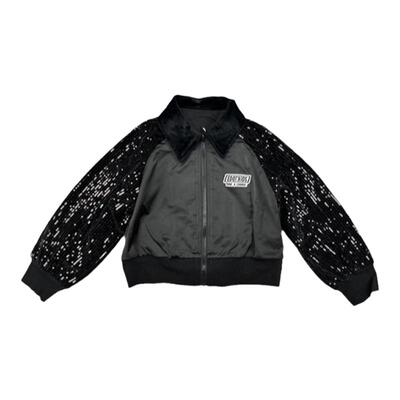 edo童装秋个性拼接亮片薄外套