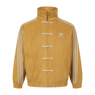 新中式盘扣设计立领麂皮绒夹克