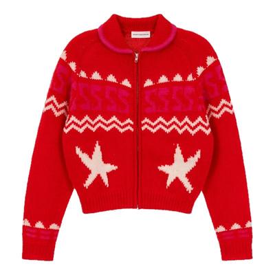 SHORT SENTENCE秋冬日常通勤女士五角星图案开衫毛衣银泰301574