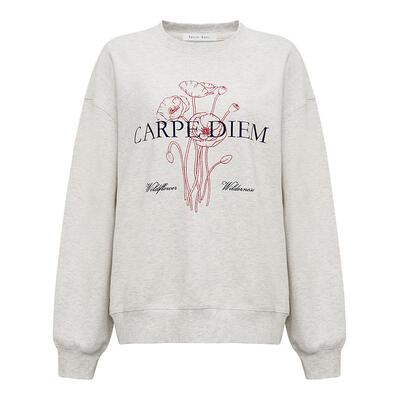 高棉复古花卉宽松圆领休闲卫衣