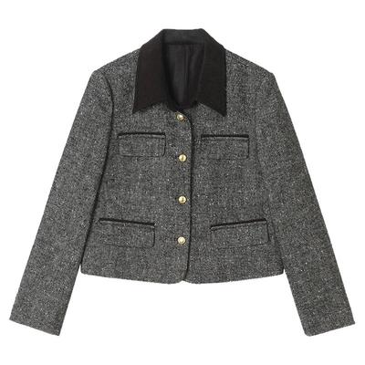 长袖上衣单排扣翻领外套