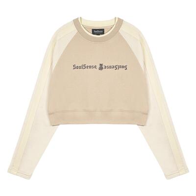SoulSense圆领印花拼接领口插肩运动时尚长袖休闲卫衣